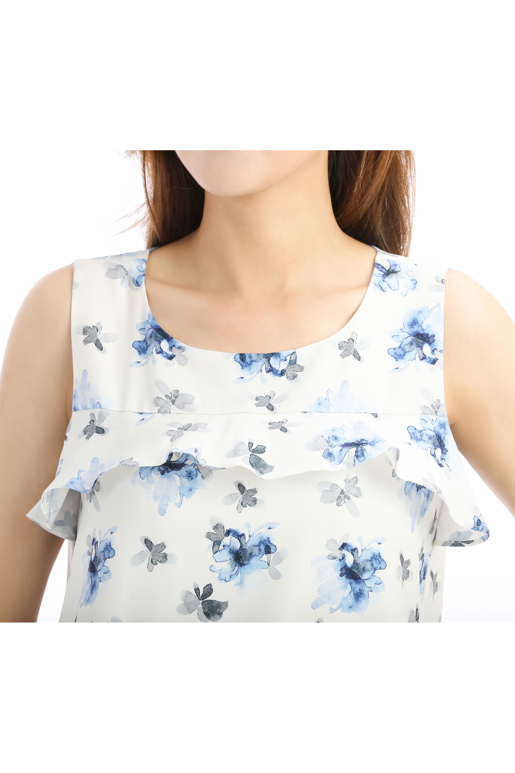 Z1745VEK-Floral Ruffle Vest